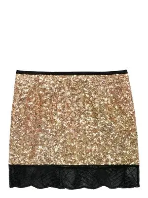 Zadig&Voltaire Justicias Sequin And Lace Mini Skirt - Gold