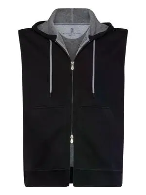Brunello Cucinelli Sleeveless Zip-up Hoodie - Black