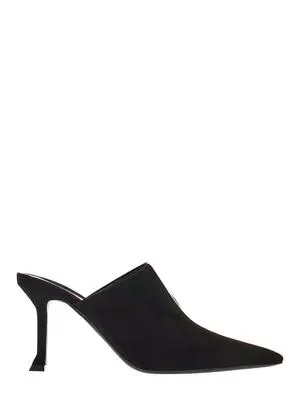 FERRAGAMO 85mm Suede Mules With Stripe Detailing - Black