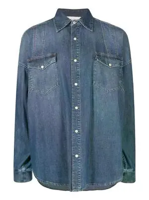 Alexander McQueen Long-sleeved Buttoned Denim Shirt - Blue