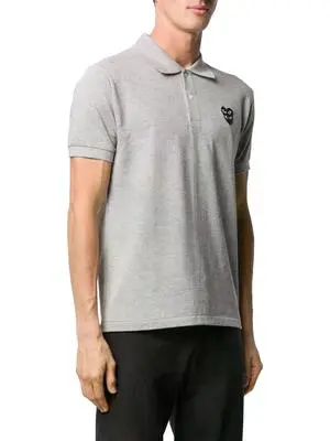 Play Comme Des Garcon Double Heart Polo Shirt - Grey