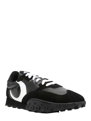 MARINE SERRE Paneled Calf Leather And Suede Sneakers - Black