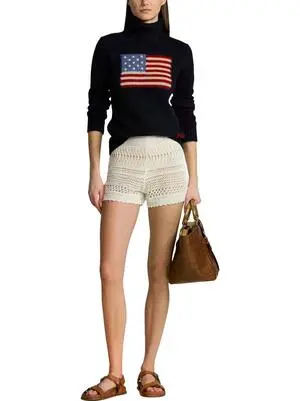 Ralph Lauren Crochet-knit High-waisted Shorts - Neutrals