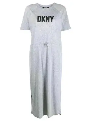Dkny Logo Print T-shirt Dress - Grey