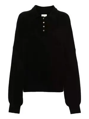 Khaite Rene Cashmere Blend Polo Jumper - Black