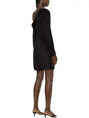Simkhai Cameron Asymmetric Minidress In Satin - Black