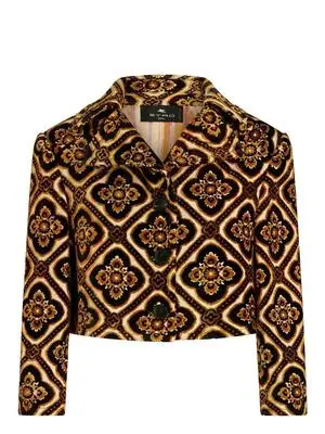 Etro Geometric-print Cropped Jacket - Brown