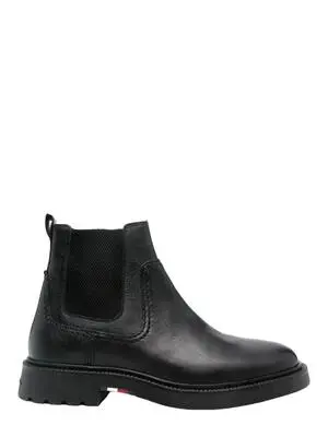 Tommy Hilfiger Leather Chelsea Boots With Lug Sole - Black