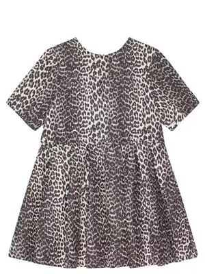 GANNI Leopard-print Mini Dress With Open Back - Neutrals