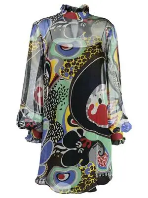 Moschino Printed Silk Blend Mini Dress - Black