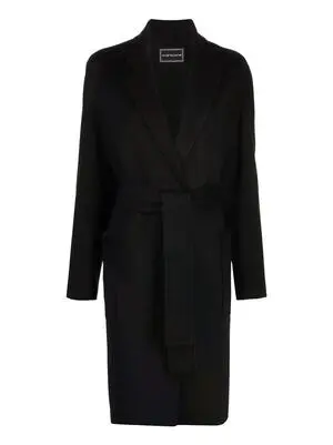 10 CORSO COMO Belted Single-breasted Wool Coat - Black