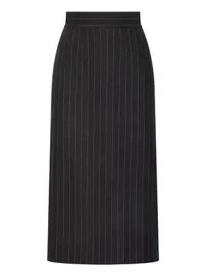 Dolce & Gabbana Pinstripe Wool Calf-length Skirt - Black
