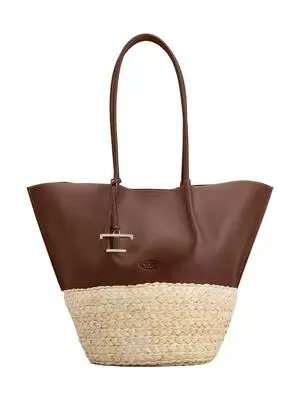 TOD'S Tod's Leather And Raffia Tote Bag
