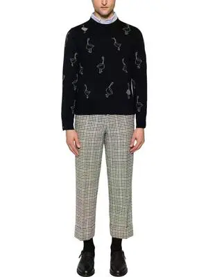 Thom Browne Intarsia Virgin Wool Sweater - Blue