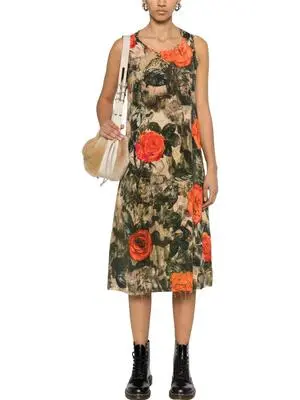 R13 Floral Print Midi Dress - Green