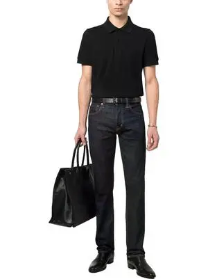 TOM FORD Short-sleeved Cotton Polo Shirt Black