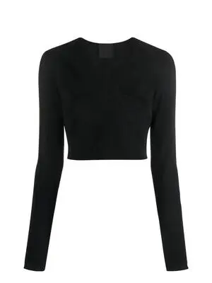 Givenchy Stretch Square Neck Cropped Top - Black