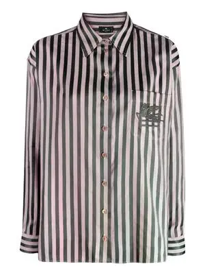 Etro Pegaso Embroidered Striped Shirt - Pink