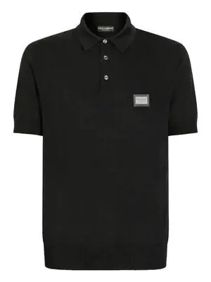 Dolce & Gabbana Logo-tag Wool Polo Shirt - Black