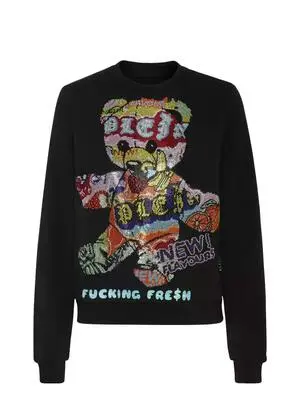 Philipp Plein Rhinestone Embellished Jersey Sweatshirt - Black