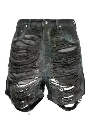 Rick Owens Distressed Denim Shorts - Grey
