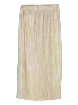ALYSI Striped Velvet Corduroy Midi Skirt - Neutrals