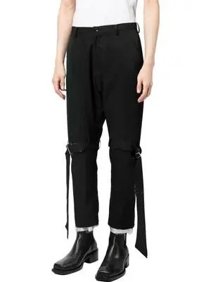 SULVAM Wool Frayed Detailing Trousers - Black