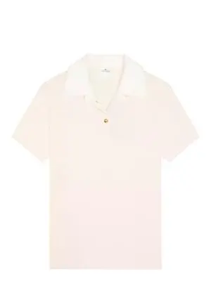 COURREGES Contrasting Cotton Blend Polo Shirt - White