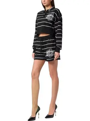 Philipp Plein Striped Cropped Polo Shirt - Black