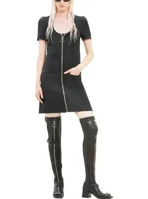 COURREGES Holistic Buckle-detail Twill Dress - Black