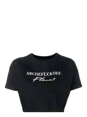 PHILIPP PLEIN Cotton Slogan-Print Cropped T-Shirt