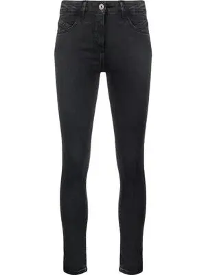 Patrizia Pepe Washed Low-rise Skinny Jeans - Black