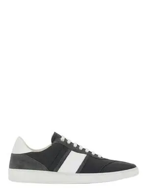 FERRAGAMO Embossed Logo Leather Sneakers - Grey