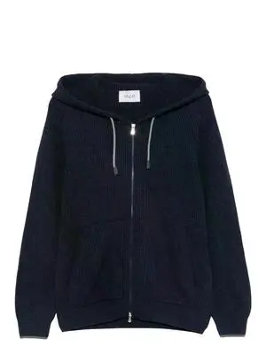D4.0 Ribbed Knit Hooded Cardigan - Blue