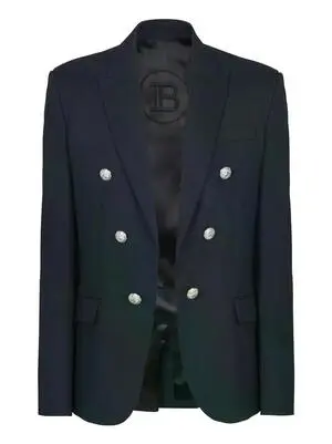 Balmain Button-detailed Wool Blazer - Blue