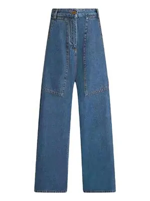 Etro Pegaso Embroidery Wide-leg Jeans - Blue