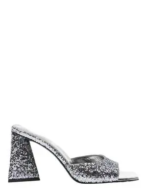 Attico 85mm Mini Devon Glitter Sandals - Silver