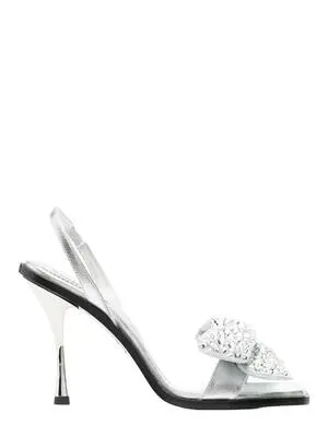Dsquared2 Bow Embellished Square-toe Heeled Sandals - Silver