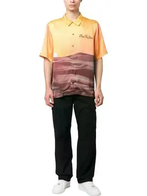 BLUE SKY INN Landscape-print Short-sleeve Shirt - Orange
