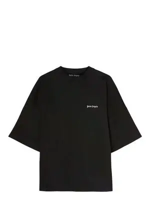 Palm Angels Logo-embroidered Cotton T-shirt - Black