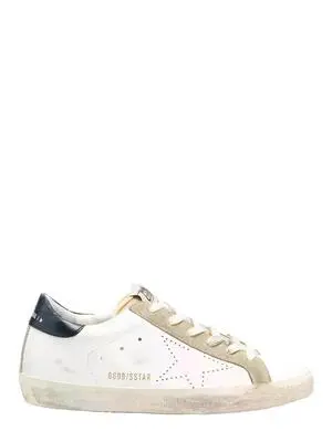 GOLDEN GOOSE Super-Star Trainers With Perforated Star And Midnight Blue Heels Tab
