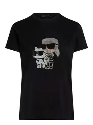 Karl Lagerfeld Ikon Choupette Embellished T-shirt - Black