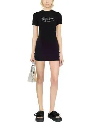 Vetements Graphic Print T-shirt Mini Dress - Black