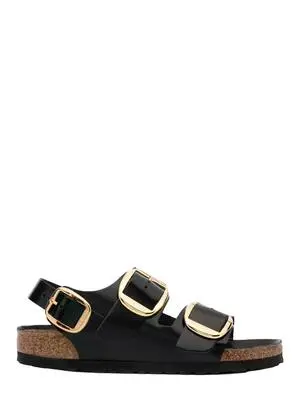 BIRKENSTOCK Birkenstock Milano Flat Sandals With Gold-Tone Buckles Black