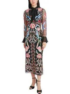 TEMPERLEY LONDON Bilbao Tie Midi Dress - Black
