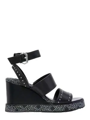 Liu Jo 95mm Wedge Sandals With Silver-tone Studs - Black