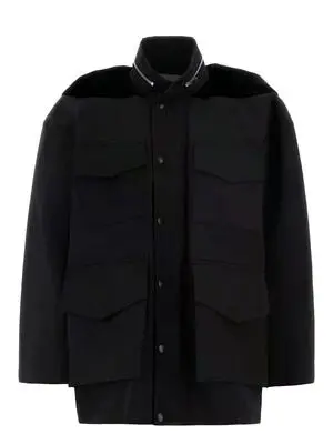Sacai Grosgrain Jacket With Velvet Trim - Black