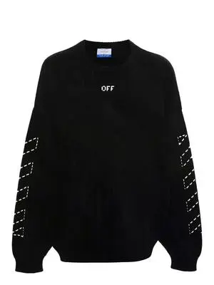 Off-White Diag-stripe Embroidered Jumper - Black