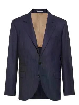 Brunello Cucinelli Pinstripe Virgin-wool Blazer - Blue
