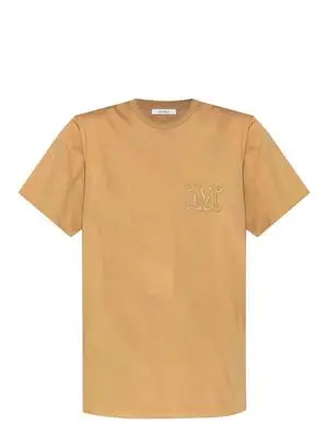 Max Mara Max Mara Monogram Embroidered Cotton T-Shirt Neutrals